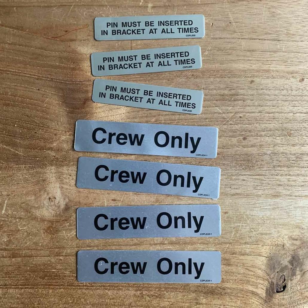 Crew Only sign (set of 4 + 3) - Aviation Gadgets